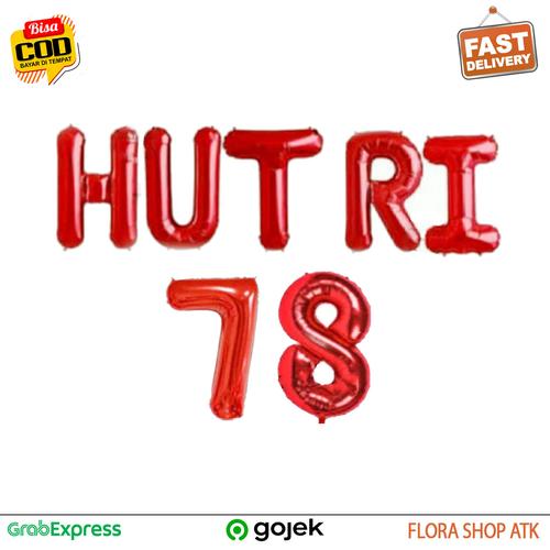Jual Set Balon Huruf HUT RI 78 Balon Merah Kemerdekaan Dekorasi ...
