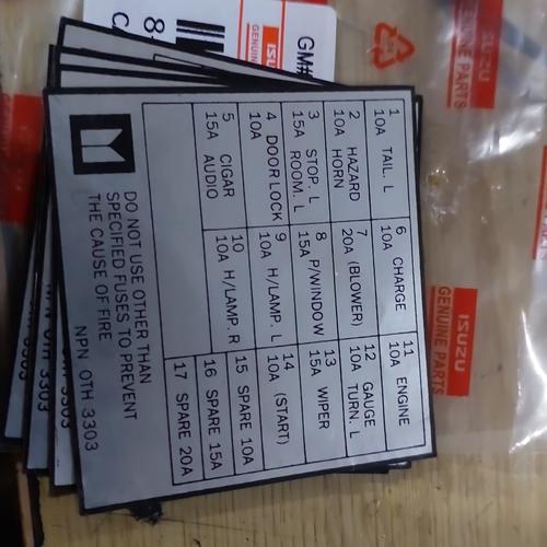 Jual stiker box fuse sekring panther kotak ori 90-00 - Kab. Tangerang ...