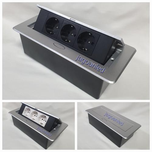 Jual Stop Kontak Meja Meeting Tanam 3 EU Socket Flip Up - Hitam - Kota ...