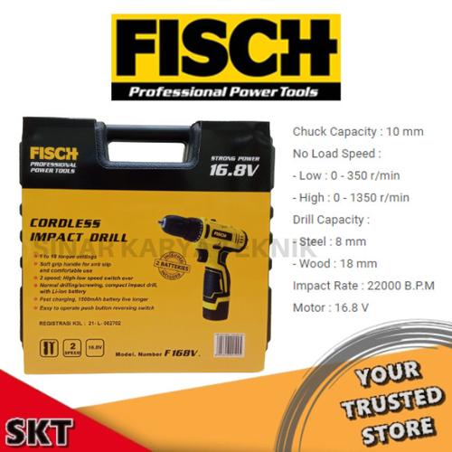 Jual PROMO BOR TANPA KABEL IMPACT CORDLESS DRILL 10 MM F168V ORI FISCH ...