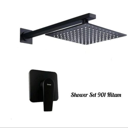Jual Wall shower dinding 8inc +Kran tanam hitam panas dingin /Kran ...