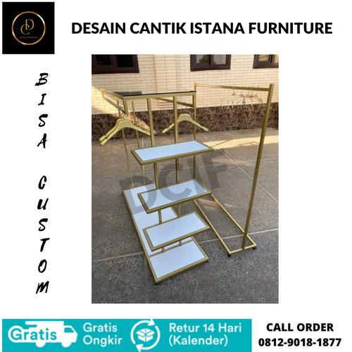 Jual 1 Set Rak Hanger Baju Double Minimalis Modern Besi Kayu - Kota ...