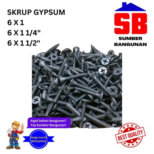 Jual SKRUP GYPSUM 6 X 1 1 1/4 1 1/2 INCH 2,5 3 4 CM SEKRUP GIPSUM BAUD ...