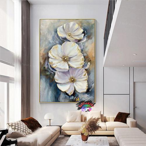 Jual Lukisan Tangan Abstract Gold Leaf Flower Watercolor Painting ...
