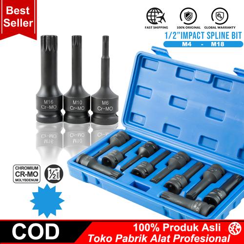 Promo Impact Socket Spline Bits 1/2 Inch M4-M18 Driver Metric Star 10pcs - Jakarta Barat ...