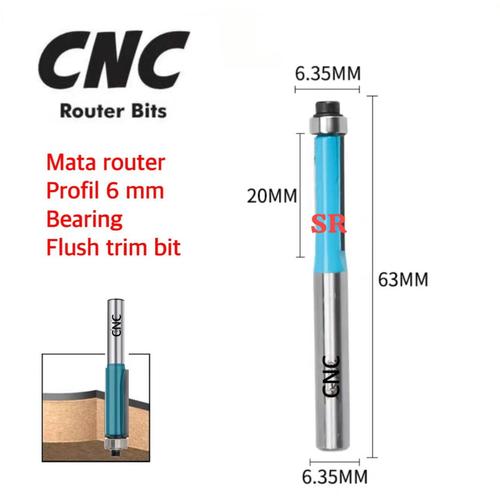 Jual Mata Profil/Router Bits/Laminate Flush Trimming Bit Lurus 6mm Roda ...