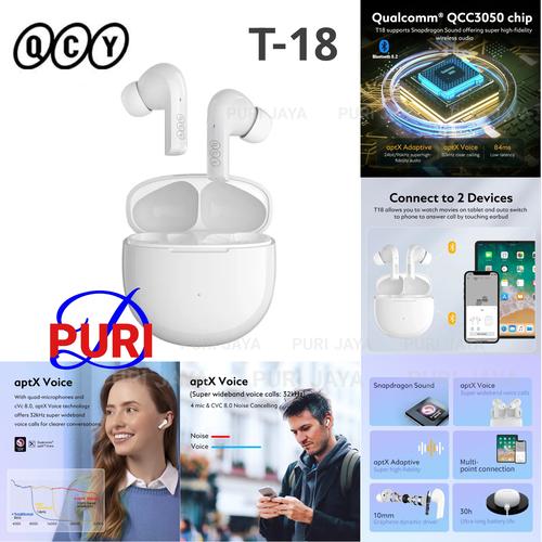 Jual QCY T-18 Melobuds ANC Dual Connection TWS aptX cVc 8.0 Gaming T18 T 18 - T-18 White ...