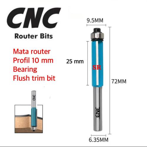 Jual Mata Profil/Router/Laminate Flush Trimming Bits Lurus 10mm Roda ...