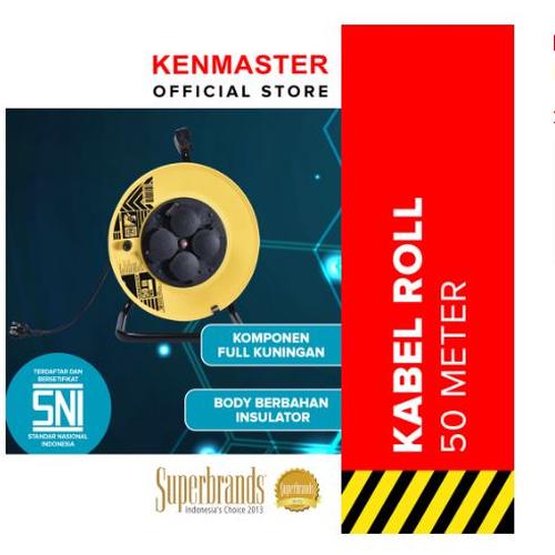 Promo KENMASTER KABEL Roll 50M FULL KUNINGAN SNI 3x1.5mm 4 Lubang Cicil ...