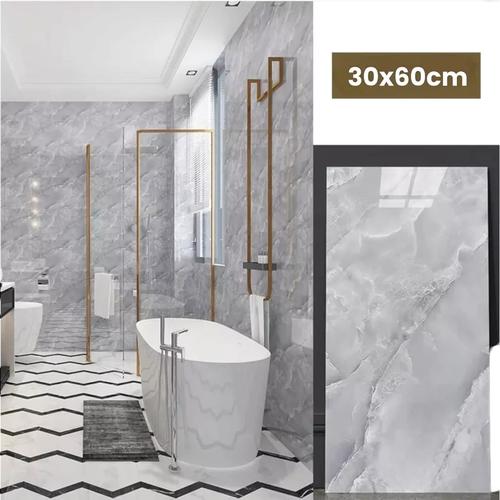 Jual wallpaper sticker dinding kamar mandi anti air motif marmer abu ...