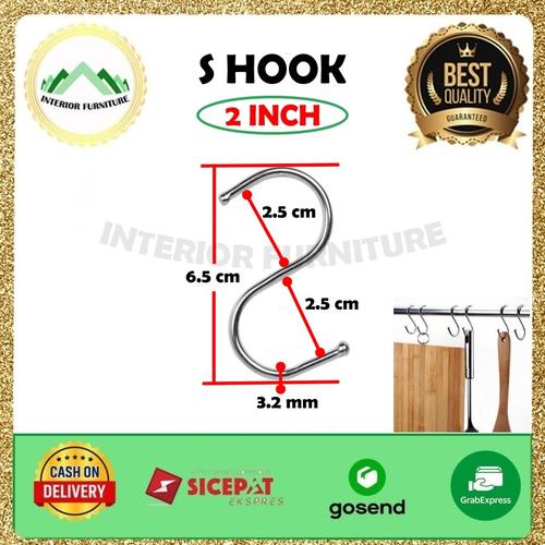 Jual Hook Gantungan MODEL S Kait Barang Besi Stainless - 2 inch ...
