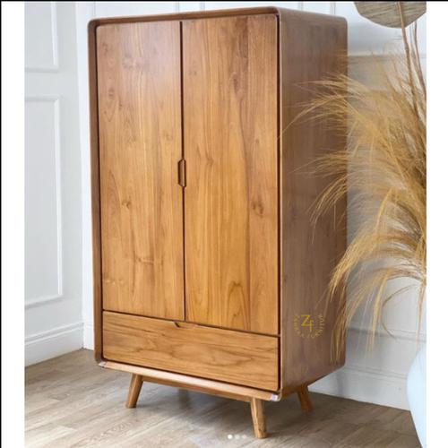 Jual Lemari Pakaian 2 Pintu Minimalis Kayu Jati Retro Wardrobe Solid ...