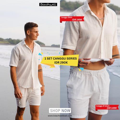 Jual PAKET SATU SET LINEN CANGGU SERIES CELANA + KEMEJA BEACHWELL BALI ...