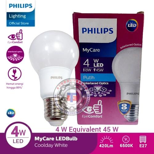 Jual Lampu Led Merk Philips 4 Wat Body Besar Warna Putih Led Bulb 4 Wat ...