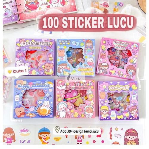 Jual 100 Lembar Sticker Box PVC Waterproof Anti Air Stiker Lucu Anak ...