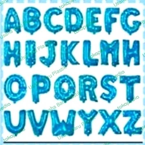 Jual Balon foil huruf warna biru motif dr huruf K s/d huruf T diameter ...