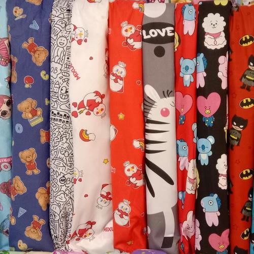 Jual kain bahan meteran polymicro motif karakter & polos grade A local ...