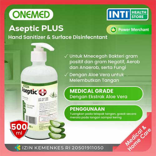 Jual ONEMED Aseptic Plus Pump 500 ml With Aloevera / Hand Sanitizer ...