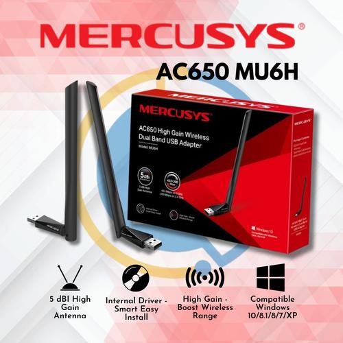 Promo MERCUSYS AC650 MU6H HIGH GAIN WIRELESS DUAL BAND USB ADAPTER ...