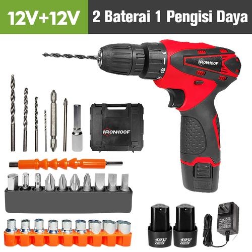 Jual IRONHOOF Mesin Bor Listrik Bor Baterai Bor Tanpa kabel 24V Set ...