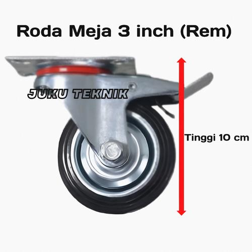 Jual Roda Meja 3" Hidup Rem/Roda Karet 3" Hidup Rem/Roda Etalase 3 ...