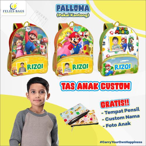 Jual Tas Ransel Anak MARIO BROS Custom Nama + Foto [PALLOMA] - MARIO ...