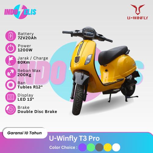 Jual Uwinfly T3 Pro T3Pro Vespa Sepeda Motor Listrik 1200W Garansi 10 ...