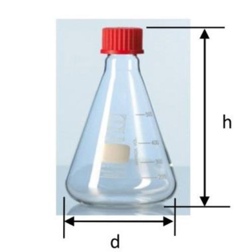 Jual ERLENMEYER FLASK 500mL with screw cap Ø105mmxH180mm. RED. DURAN ...
