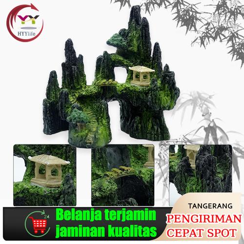 Jual Artificial Rockery Moss Rock Resin Batu Tangki Ikan Hiding Cave ...