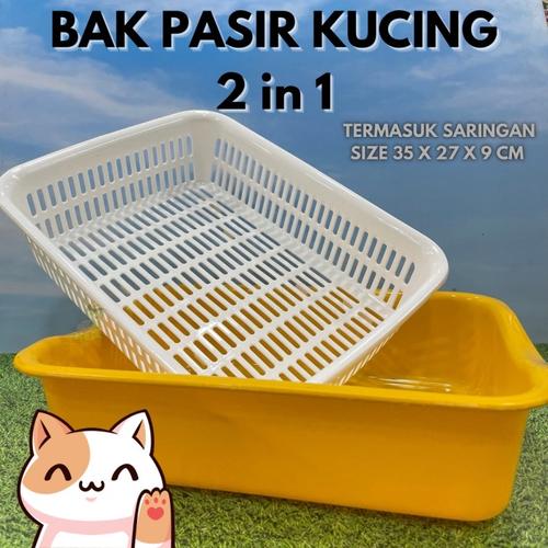 Jual CAT LITTER BOX 2IN1 BAK PASIR KUCING SARINGAN TOILET KUCING KITTEN ...