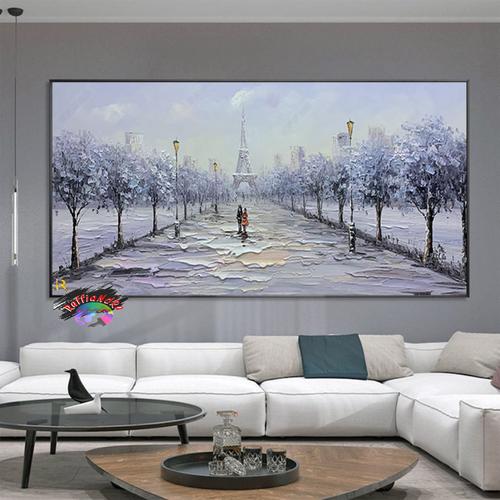 Jual Lukisan Tangan Modern Abstract Texture Romantic Paris Oil ...