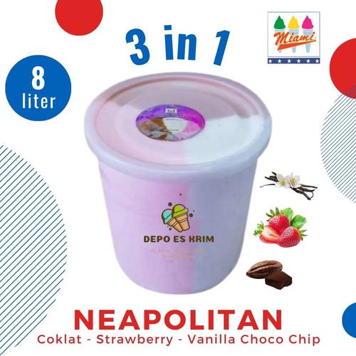 Promo Es Krim 8 Liter AICE Miami 3 in 1 Neapolitan ( Galon Bucket Pail ...