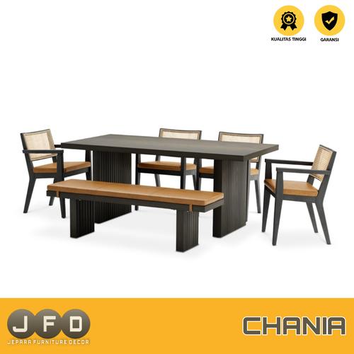 Jual Meja Makan Set 4 Kursi 1 Bangku Chania Cane Aesthetic Dining Set - Kab. Jepara - JFD JEPARA ...