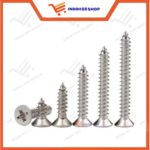 Jual SEKRUP BAUT CACING / SCREW BAUT CACING KEPALA RATA - Kota Denpasar ...