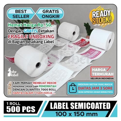 Jual LABEL BARCODE 100X150MM KERTAS STICKER LABEL SEMICOATED 100x150 mm ...