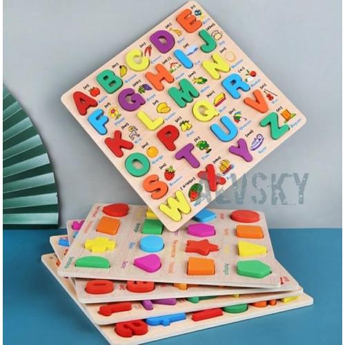 Jual MAINAN ANAK PUZZLE KAYU ALFABET HURUF BESAR KAPITAL ABJAD ABC ...