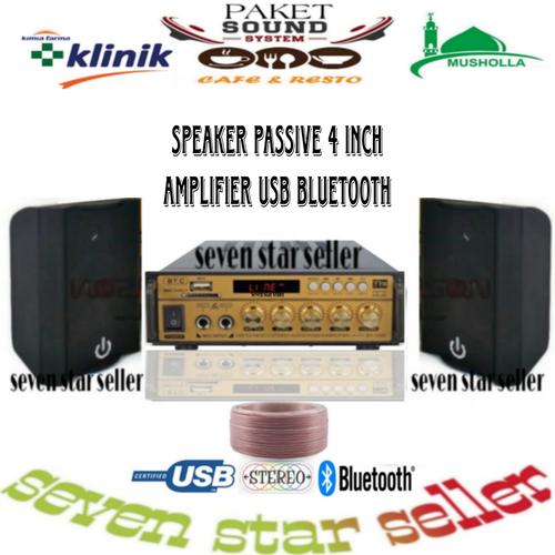 Jual PAKET SOUND MINIMALIS AMPLIFIER USB BLUETOOTH SPEAKER 4 INCH ...