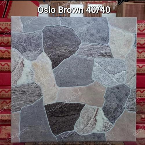 Jual Keramik lantai kasar 40x40 Oslo Brown - Kab. Bekasi - Platinum Keramik | Tokopedia