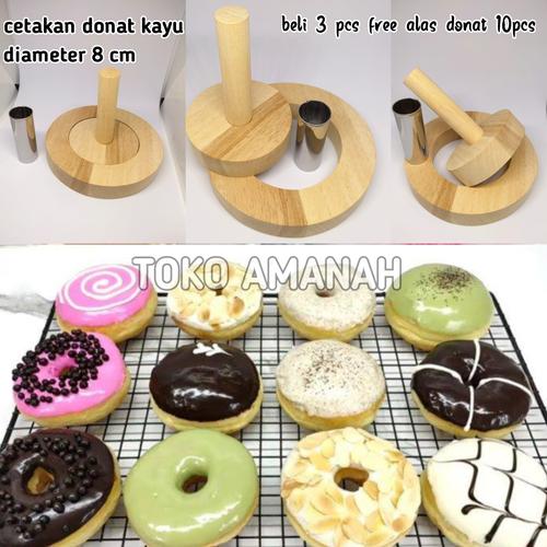 Promo 1 set cetakan donat kayu ukuran 8 cm - alas isi 10pcs, varian ...