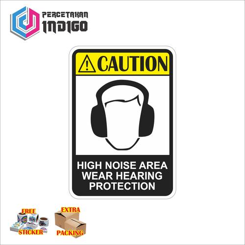Jual plat alumunium rambu rambu caution high noise area wear hearing ...