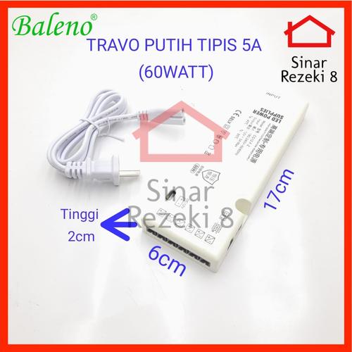 Jual Trafo Putih Tipis 5A (60 Watt) / Travo LED Strip Adaptor Adapter ...