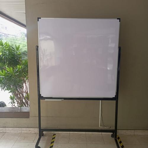 Jual papan tulis whiteboard magnetik ukuran 120x120 cm standing besi ...