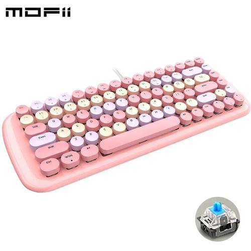 Jual Promo Cute Gaming Mechanical Keyboard Wired Punk Round Keycaps ...