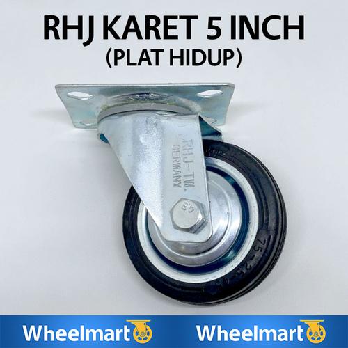 Jual Roda Troli Karet 5 inch (Roda saja, Hidup, Mati, Rem) - 5" Hidup ...