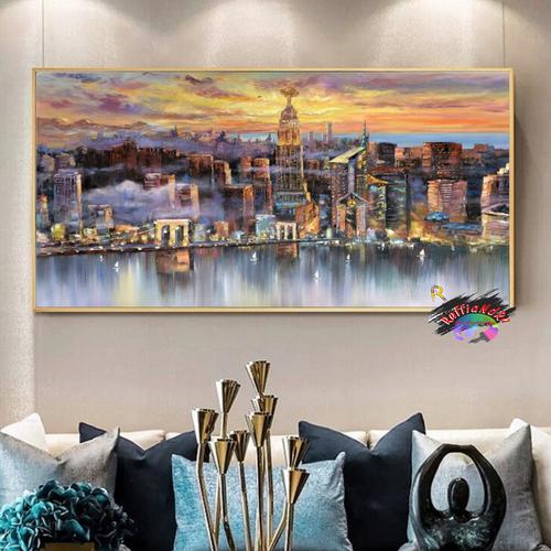 Jual Lukisan Tangan Modern Abstract Texture New York City Acrylic ...