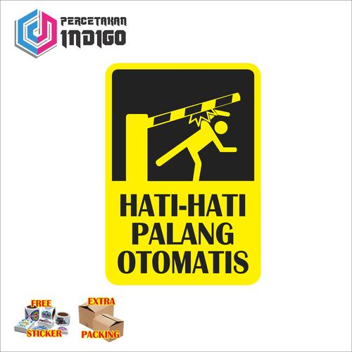 Jual plat alumunium rambu rambu hati hati palang otomatis - 20x30 - Kab ...
