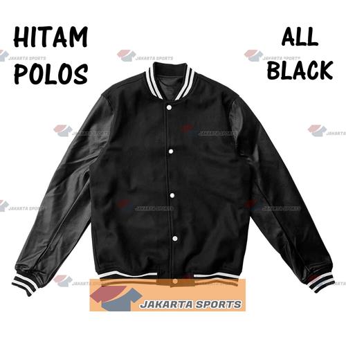 Jual JAKET VARSITY HITAM POLOS BASEBALL PRIA WANITA MURAH JACKET BOMBER ...