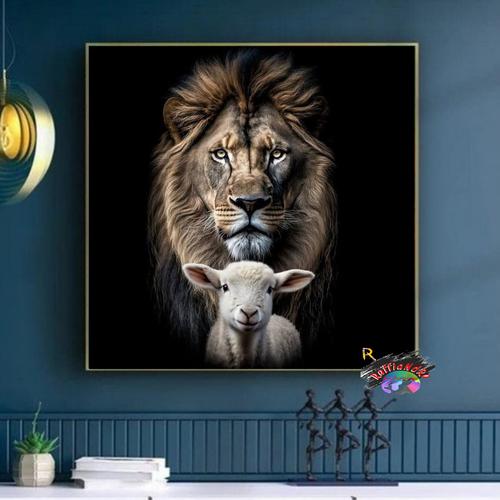 Jual Lukisan Tangan Modern Abstract Lion n the Lamb Oil Painting on ...