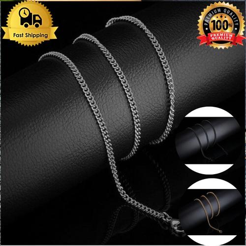 Promo Kalung Pria Rantai Bulat Variasi Hitam Gold Silver 60CM Premium ...