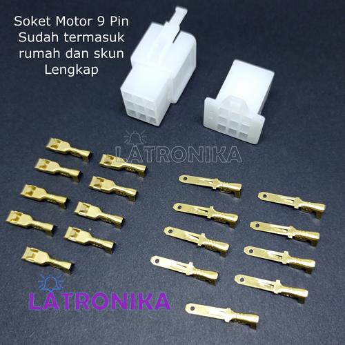 Jual Soket Motor 9 Pin Kecil + Skun Lengkap Socket 9Pin Konektor Kabel ...